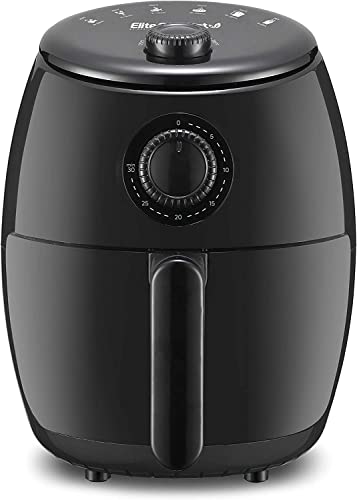 Elite Gourmet EAF-0201 Personal 2.1 Qt. Compact Space Saving Electric Hot Air Fryer Oil-Less Healthy Cooker, Timer & Temperature Controls, 1000W