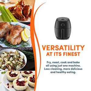 Elite Gourmet EAF-0201 Personal 2.1 Qt. Compact Space Saving Electric Hot Air Fryer Oil-Less Healthy Cooker, Timer & Temperature Controls, 1000W