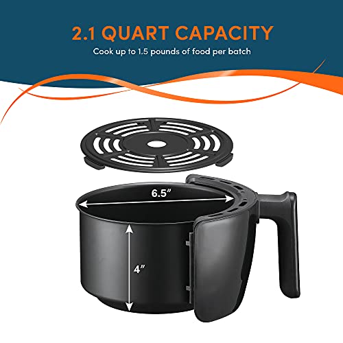 Elite Gourmet EAF-0201 Personal 2.1 Qt. Compact Space Saving Electric Hot Air Fryer Oil-Less Healthy Cooker, Timer & Temperature Controls, 1000W