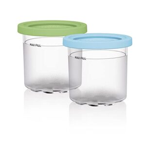 ninja xskplid2cd pints 2 pack, compatible with nc299amz & nc300s series creami ice cream makers, bpa-free & dishwasher safe, lime & aqua lids, 1