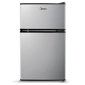 midea whd-113fss1 compact refrigerator, 3.1 cu ft, stainless steel