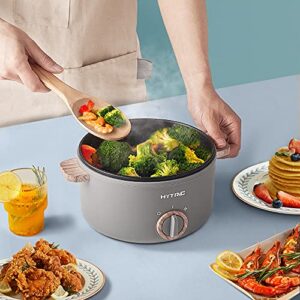 Hytric Electric Hot Pot with Handle, 1.5L Mini Multifunction Electric Cooker for Shabu-Shabu, Stir Fry, Noodles, Pasta, Nonstick Frying Pan for Sauté, Dual Power Control Ramen Cooker for Dorm and Office