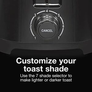 Proctor Silex 2-Slice Toaster with Extra Wide Slots for Bagels, Cool-Touch Walls, Shade Selector, Toast Boost, Auto Shut-off and Cancel Button, Black (22305)