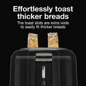 Proctor Silex 2-Slice Toaster with Extra Wide Slots for Bagels, Cool-Touch Walls, Shade Selector, Toast Boost, Auto Shut-off and Cancel Button, Black (22305)