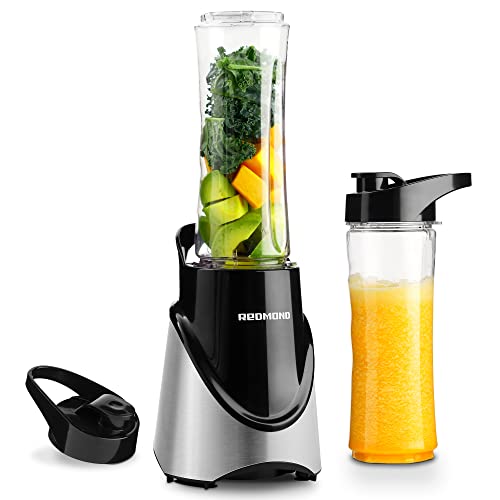 REDMOND Personal Blender for Shakes and Smoothies, Powerful Smoothie Blender with 6-point Stainless Steel Blade 2 x Travel Cups 20oz Pulse Technology BPA-Free