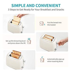 Ultrean Toaster 2 Slice with Extra-Wide Slot for Toasting Bagels, Breads, Waffles & More, Stainless Steel Material with Removable Crumb Tray, 6 Browning Settings