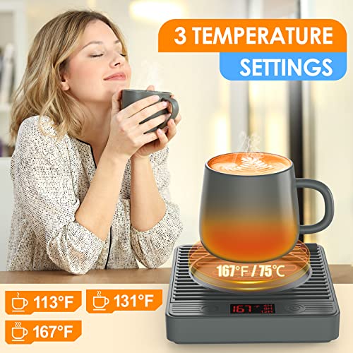 Coffee Mug Warmer with Anti-Scald Pad, 3-Temp Settings and Auto Shut Off - Smart Coffee Cup Warmer, Electric Beverage Warmer for Desk and Home Use, Perfect for Heating Coffee, Tea, Milk, Candle Wax