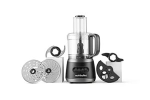 nutribullet nbp50100 food processor 450-watts with 7-cup capacity and stainless steel slice, shred, chop and dough attachments, black