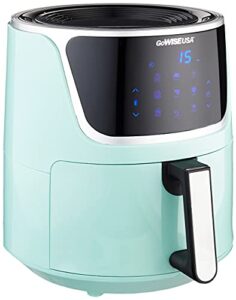 gowise usa gw22954 7-quart electric air fryer with dehydrator& 3 stackable racks, digital touchscreen with 8 functions + recipes, 7.0-qt, mint/silver