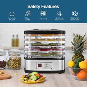 OSTBA Food Dehydrator Machine Adjustable Temperature & 72H Timer, 5-Tray Dehydrators for Food and Jerky, Fruit, Dog Treats, Herbs, Snacks, LED Display, 240W Electric Food Dryer, Recipe Book