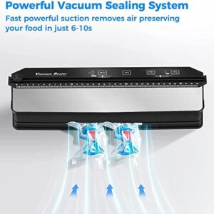 Vacuum Sealer Machine, Automatic Vacuum Air Sealing System for Food Savers, Food Sealer with Dry & Moist Food Preservation Modes, Built-in Cutter 15 Bags Starter Kit Lab Tested Easy to Clean Led Indicator Lights