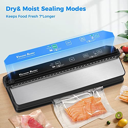 Vacuum Sealer Machine, Automatic Vacuum Air Sealing System for Food Savers, Food Sealer with Dry & Moist Food Preservation Modes, Built-in Cutter 15 Bags Starter Kit Lab Tested Easy to Clean Led Indicator Lights