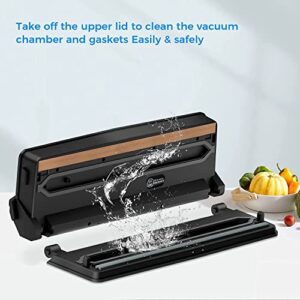 Vacuum Sealer Machine, Automatic Vacuum Air Sealing System for Food Savers, Food Sealer with Dry & Moist Food Preservation Modes, Built-in Cutter 15 Bags Starter Kit Lab Tested Easy to Clean Led Indicator Lights