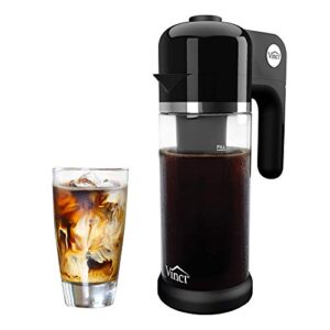 vinci express cold brew patented electric coffee maker cold brew in 5 minutes, 4 brew strength settings & cleaning cycle, easy to use & clean, glass carafe, 1.1 liter (37 fl ounces)