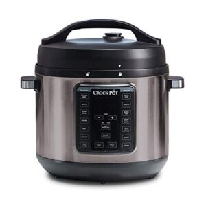 crock-pot 8-quart multi-use xl express crock programmable slow cooker and pressure cooker with manual pressure, boil & simmer, black stainless