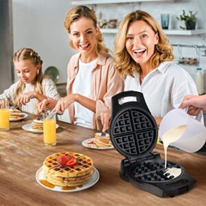 Belgian Waffle Maker, 8 Inch Flip Waffle Irons with Non-Stick Surfaces, 900W Waffle Makers with Temperature Control, 4 Slice, Black, ETL Certificated, Aigostar