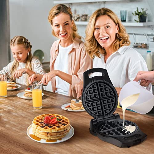 Belgian Waffle Maker, 8 Inch Flip Waffle Irons with Non-Stick Surfaces, 900W Waffle Makers with Temperature Control, 4 Slice, Black, ETL Certificated, Aigostar