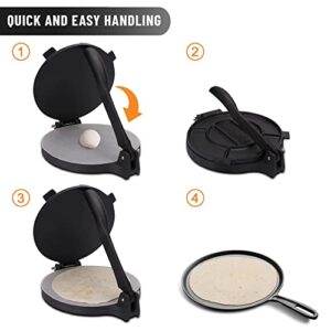 Tortillada – Tortilla Press, Quesadilla / Roti Maker (10 Inch) - Pre-Seasoned Cast Iron with Recipes E-Book