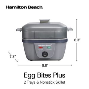 Hamilton Beach 6-in-1 Electric Egg Bites Cooker Plus and Poacher, Hard Boiler with 5.25” Non-Stick Skillet for Omelets, Scrambling & Frying, Grey (25510)