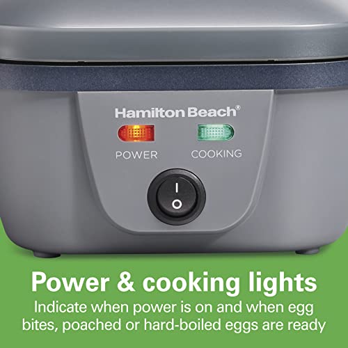 Hamilton Beach 6-in-1 Electric Egg Bites Cooker Plus and Poacher, Hard Boiler with 5.25” Non-Stick Skillet for Omelets, Scrambling & Frying, Grey (25510)