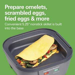 Hamilton Beach 6-in-1 Electric Egg Bites Cooker Plus and Poacher, Hard Boiler with 5.25” Non-Stick Skillet for Omelets, Scrambling & Frying, Grey (25510)