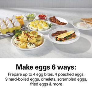 Hamilton Beach 6-in-1 Electric Egg Bites Cooker Plus and Poacher, Hard Boiler with 5.25” Non-Stick Skillet for Omelets, Scrambling & Frying, Grey (25510)