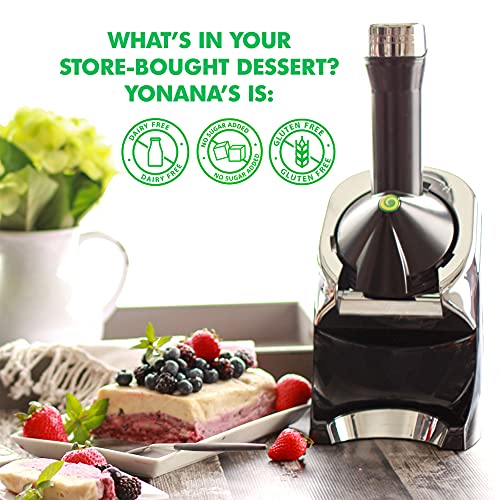 Yonanas 988RD Deluxe Vegan, Dairy-Free Frozen Fruit Soft Serve Maker, Includes 75 Recipes, 200 W, Red