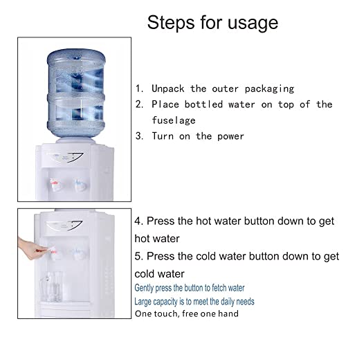 Water Cooler Dispenser for 5 Gallon Bottles, Top Loading Hot & Cold Water Freestanding Electric Water Cooler Machine with Child Safety Lock Perfect for Home Office w/Storage Cabinet, White