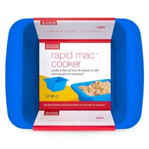 rapid mac cooker | microwave macaroni & cheese in 5 minutes | perfect for dorm, small kitchen or office | dishwasher-safe, microwaveable, bpa-free (blue, 1-pack)