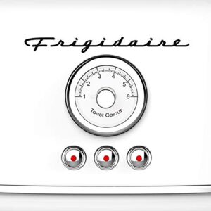 Frigidaire ETO102-WHITE, 2 Slice Toaster, Retro Style, Wide Slot for Bread, English Muffins, Croissants, and Bagels, 5 Adjustable Toast Settings, Cancel and Defrost, 900w, White