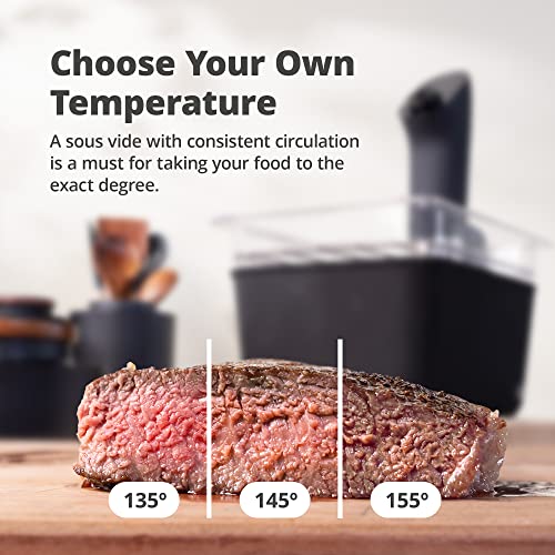 Greater Goods Kitchen Sous Vide - A Powerful Precision Cooking Machine at 1100 Watts; Ultra Quiet Immersion Circulator With a Brushless Motor (Onyx Black)