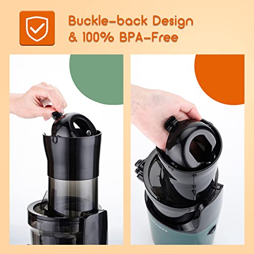 Slow Masticating Juicer Machine-SOVIDER Up to 92% Juice Yield Compact Masticating Juicer, Reverse Function Easy Clean with Brush Pulp Measuring Cup Cold Press Juicer for High Nutrient Fruits Vegetables