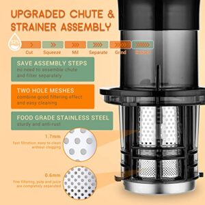 Slow Masticating Juicer Machine-SOVIDER Up to 92% Juice Yield Compact Masticating Juicer, Reverse Function Easy Clean with Brush Pulp Measuring Cup Cold Press Juicer for High Nutrient Fruits Vegetables