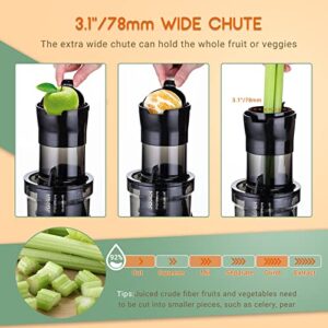 Slow Masticating Juicer Machine-SOVIDER Up to 92% Juice Yield Compact Masticating Juicer, Reverse Function Easy Clean with Brush Pulp Measuring Cup Cold Press Juicer for High Nutrient Fruits Vegetables