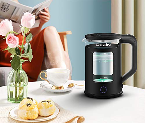 Dezin Electric Kettle with Keep Warm Function, BPA Free Window-Glass Double Wall Design Electric Tea Kettle, Bicolor LED, 1.5L Hot Water Kettle with Auto Shut-Off and Boil Dry Protection Tech