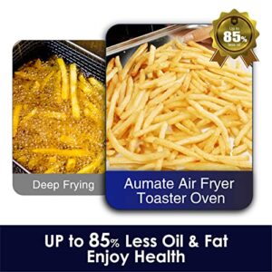 AUMATE Kitchencore Air Fryer Toaster Oven Combo, 19 QT 7 in 1 Large Capacity Convection Oven Countertop, Oilless Air Fryers Oven, Includes Baking Pan, Oven Rack, Fry Basket, Crumb Tray, 1550W, Black