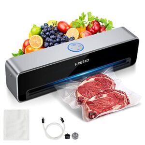 fresko food vacuum sealer machine, compact but powerful full automatic food sealer, air sealing system with easy to use, dry & moist fresh modes for all food saving need, sous vide, meal prep