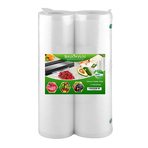 SurpOxyLoc 2 Pack 11x50 Vacuum Sealer Bags Rolls with BPA Free,Heavy Duty,Great for Sous Vide and Vac Seal storage