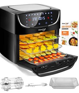 wowchef air fryer oven large 20 quart, 10-in-1 digital rotisserie dehydrator fryers combo with racks, xl capacity countertop airfryer toaster for family, 9 accessories with cookbook, etl certified