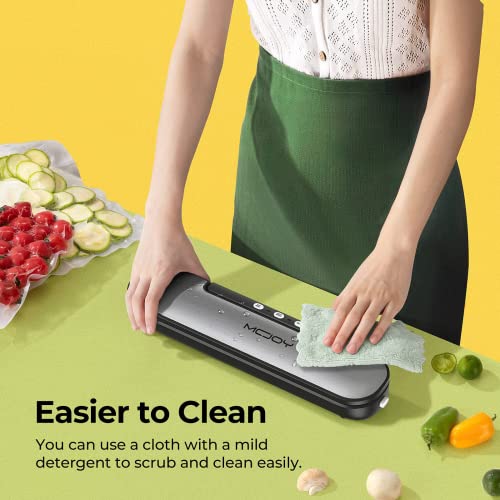 MCJ Vacuum Sealer Machine，Automatic Vacuum Food Sealer Machine 60KPA for Food Preservation /Portable Design/Starter Kit/Built-in Cutter/Dry & Moist Food Modes /10 Pcs Vacuum Bags(Gray)