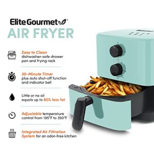 Elite Gourmet EAF-3218BL Personal 1.1Qt Compact Space Saving Electric Hot Air Fryer Oil-Less Healthy Cooker, Timer & Temperature Controls