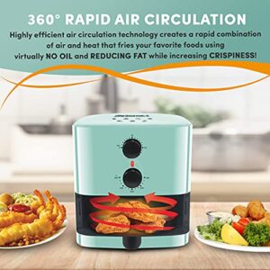 Elite Gourmet EAF-3218BL Personal 1.1Qt Compact Space Saving Electric Hot Air Fryer Oil-Less Healthy Cooker, Timer & Temperature Controls