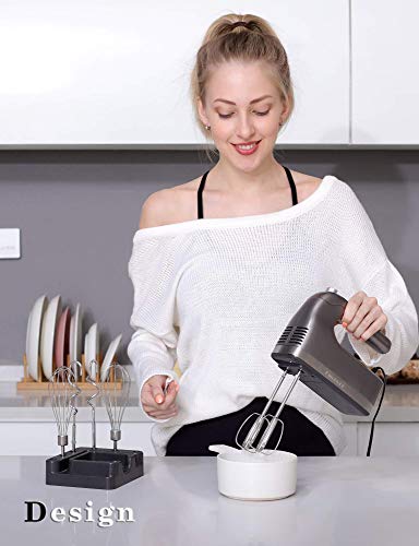 DmofwHi Hand Mixer Electric with Timer and Digital Screen,9-Speed Mixer Electric Handheld with 6 Stainless Steel Accessories,400W Powerful Electric Hand Mixer with Storage Case(Silver)