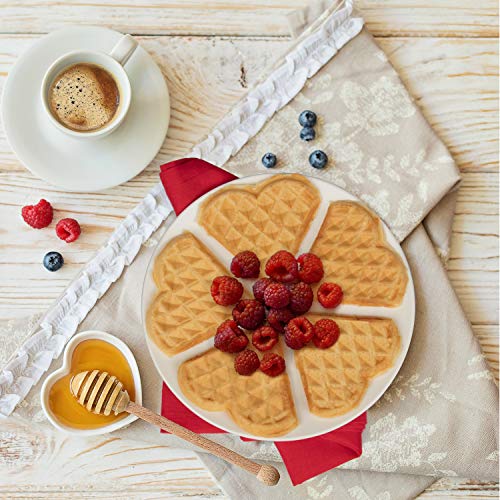 Heart Waffle Maker - Makes 5 Heart-Shaped Waffles - Non-Stick Baker for Easy Cleanup, Electric Waffler Griddle Iron w Adjustable Browning Control- Special Breakfast for Loved Ones or Mothers Day Gift