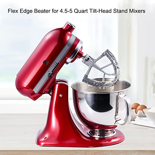 Lawenme Flex Edge Beater Mixer Attachments for Kitchenaid Tilt-Head Stand Mixers, Mixer Accessory 4.5-5 Quart Beater Scraper Paddle with Both-Sides Flexible Silicone Edges (Grey)