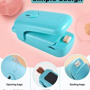 NOBVEQ Mini Bag Sealer, Handheld Heat Vacuum Sealer, Cutter with Lanyard and 2 in 1 Heat Sealer , Portable Bag Resealer Machine for Plastic Bags Food Storage Snacks Freshness (2X AA Batteries Included)