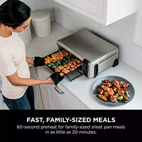 Ninja FT102CO Foodi 9-in-1 Digital Air Fry Oven Air Fry, Air Roast, Air Broil, Bake, Bagel, Toast, Dehydrate, Keep Warm, and Reheat, Stainless Steel (Renewed)