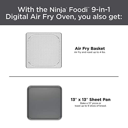 Ninja FT102CO Foodi 9-in-1 Digital Air Fry Oven Air Fry, Air Roast, Air Broil, Bake, Bagel, Toast, Dehydrate, Keep Warm, and Reheat, Stainless Steel (Renewed)