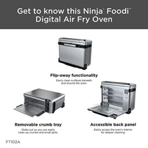 Ninja FT102CO Foodi 9-in-1 Digital Air Fry Oven Air Fry, Air Roast, Air Broil, Bake, Bagel, Toast, Dehydrate, Keep Warm, and Reheat, Stainless Steel (Renewed)