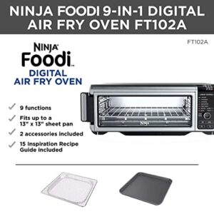 Ninja FT102CO Foodi 9-in-1 Digital Air Fry Oven Air Fry, Air Roast, Air Broil, Bake, Bagel, Toast, Dehydrate, Keep Warm, and Reheat, Stainless Steel (Renewed)